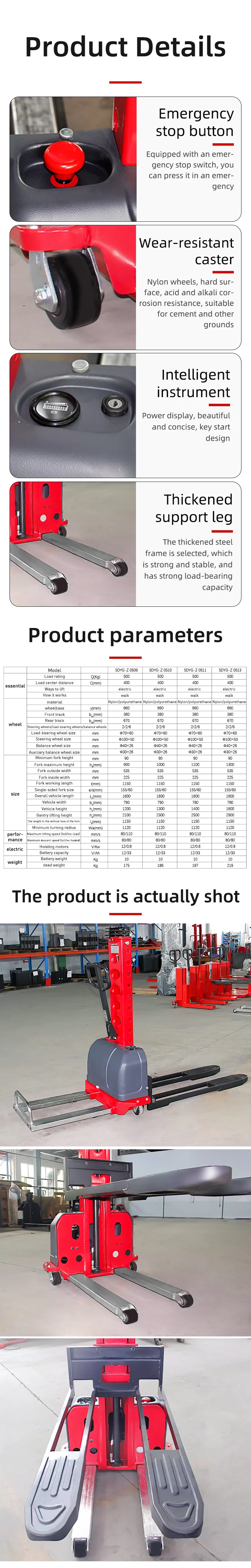 500kg Walkie Stacker Power Self Loading Electric Euro Pallet Stacker - Buy Electric Euro Pallet ...