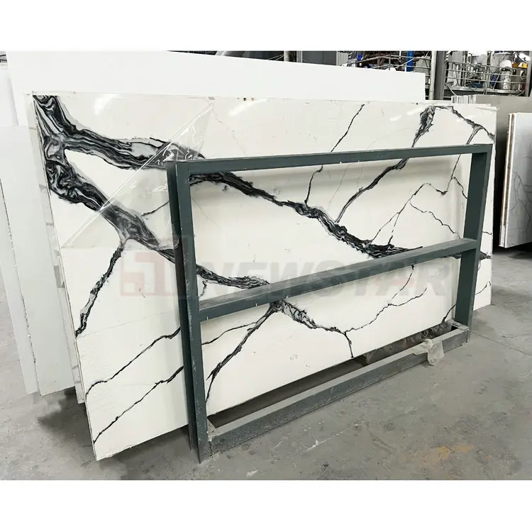 White Panda Prefab Quartz Countertop for Kitchen Artificial Quartz ...