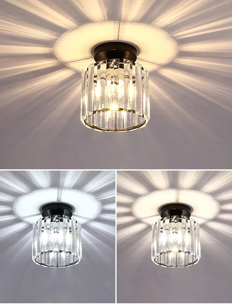Nordic Simple Led Ceiling Lights Crystal Lampshade Round Square Unique ...