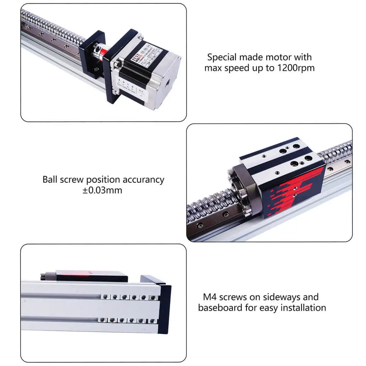 High Precision Linear Actuator Rail Guide with Stepper Motor