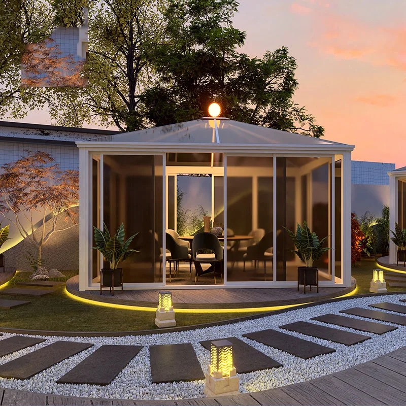 Joy 2024 Outdoor Garden Gazebo Hot New Aluminum Villa Terrace Gazebo ...