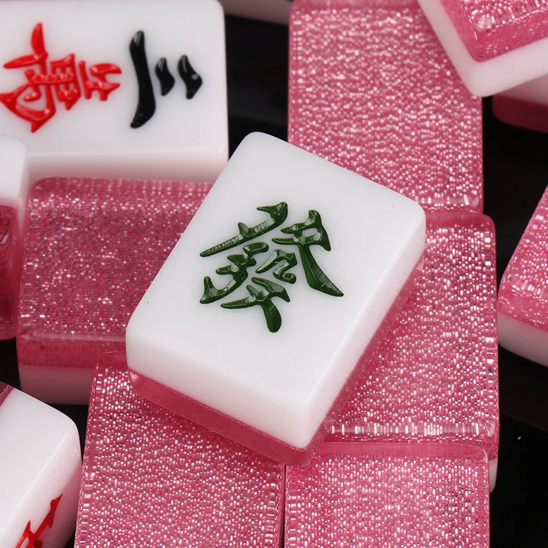 Hand Carved Mahjong Set - Golden Crystal Mahjong Tiles