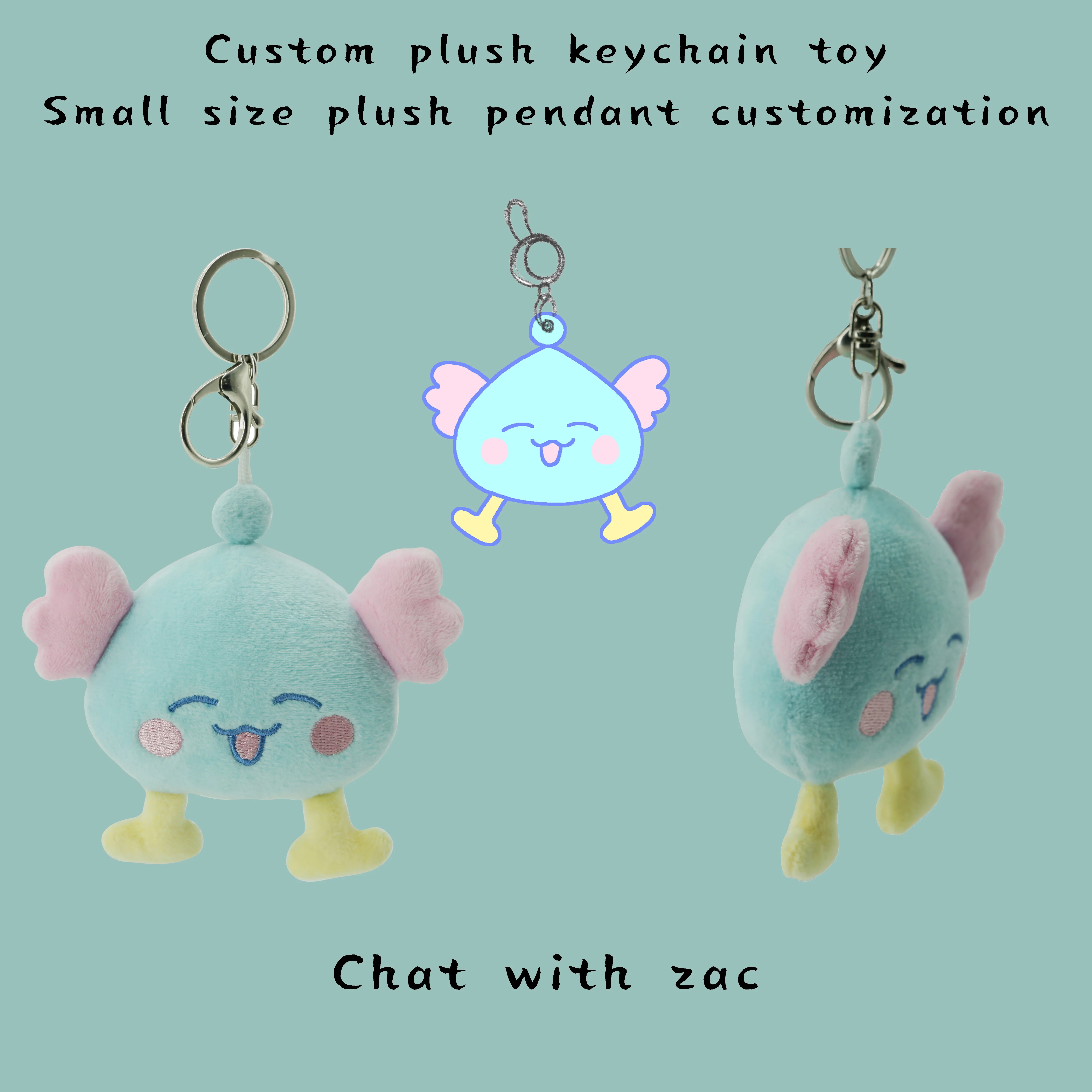 Mini Size Custom Shaped Cuddly Hang Keychain Toys Definitely Embroidery ...