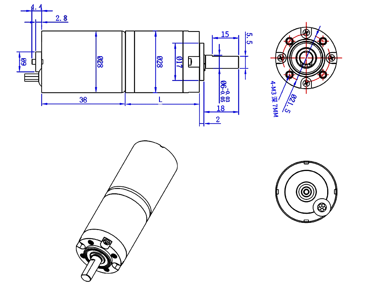 Small Brushless Dc Motor Pg28-2838 Planetary Brushless Dc Gear Motor ...