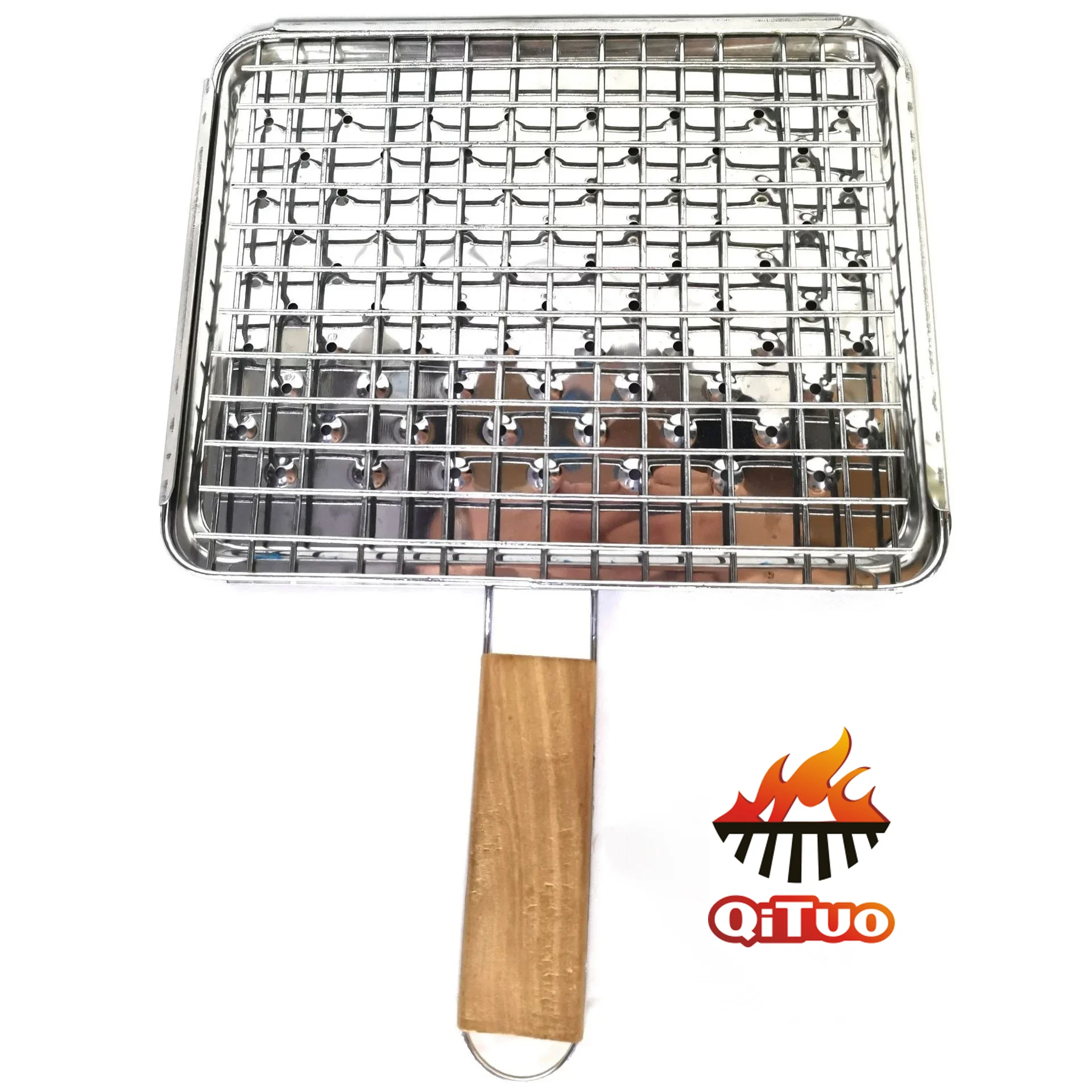 High-End BBQ Tool Sets with Wooden Handle Non-Porous Plate Grill Tongs ...
