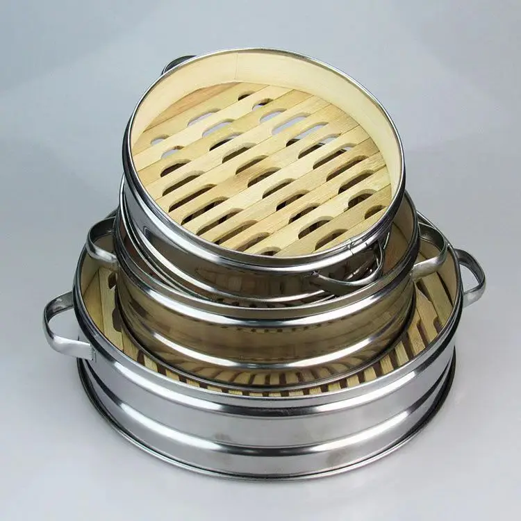 Custom 10 Inches Bamboo Steamer With Stainless Steel,High Quality ...
