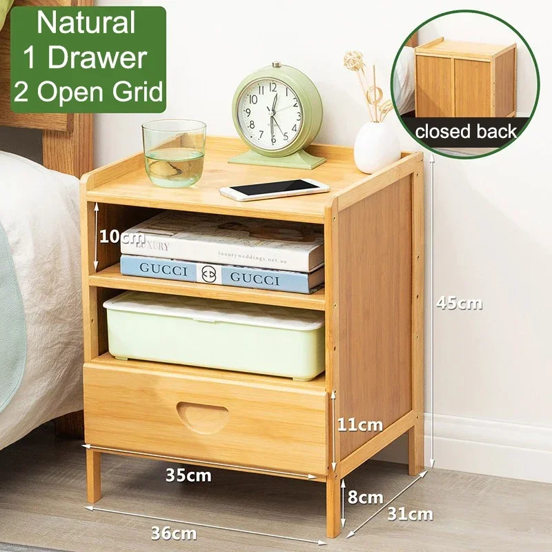 Bamboo Nightstands,Bedside Tables With Open Storage Compartments,Modern ...