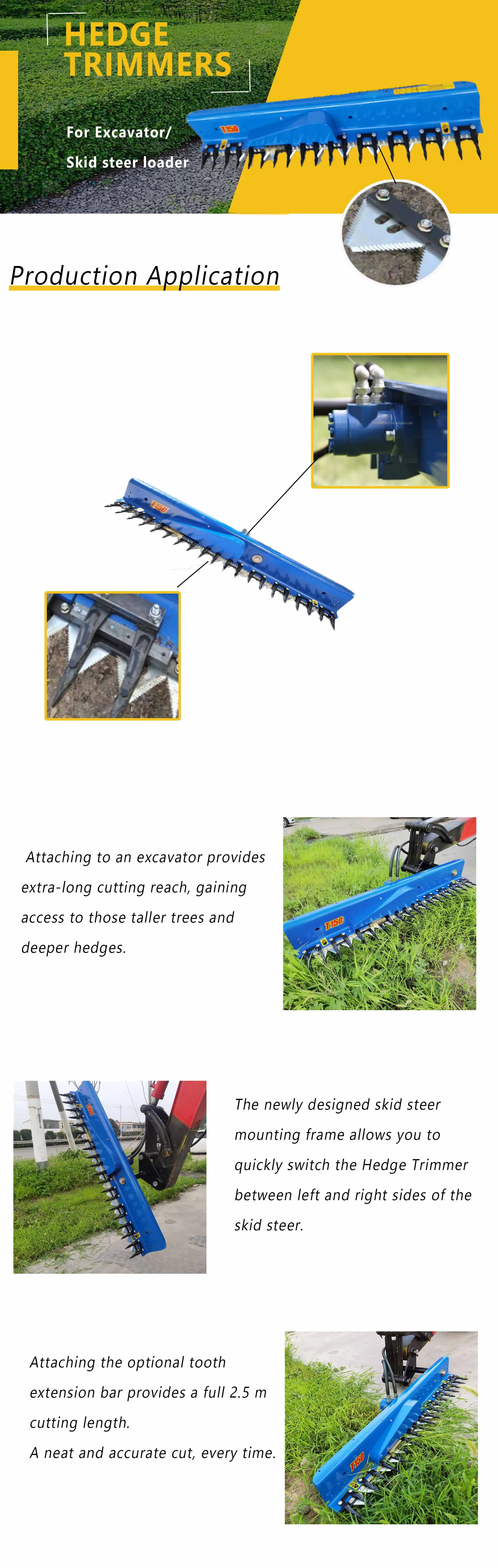 Hydraulic Grass Sheer Digger Hedge Trimmer For Excavator For Essential ...