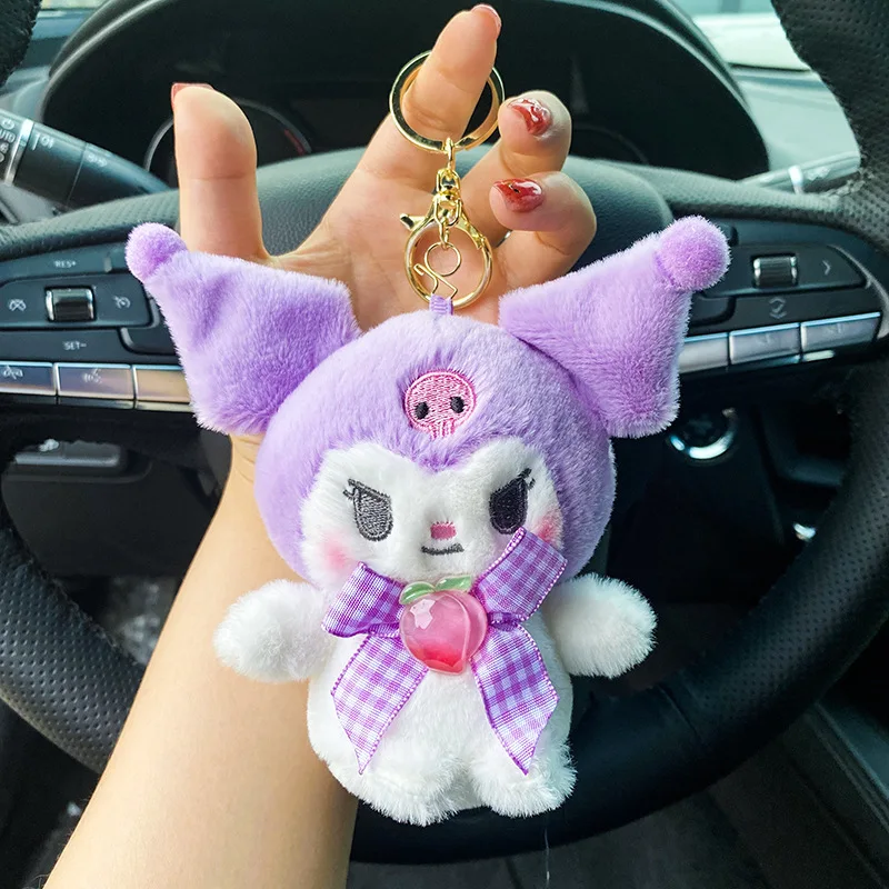 Cute Kawaii Melody Kuromi Anime Plush Doll Bag Keychain Key Purse ...