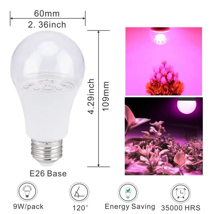 9W 120V/220V Full Spectrum B22 E27 E26 Indoor Plant Bulb for ...
