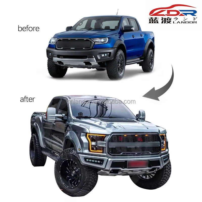 Car Body Kit For Ford Ranger T6 T7 T8 2012-2020 To Ranger Raptor T9 ...