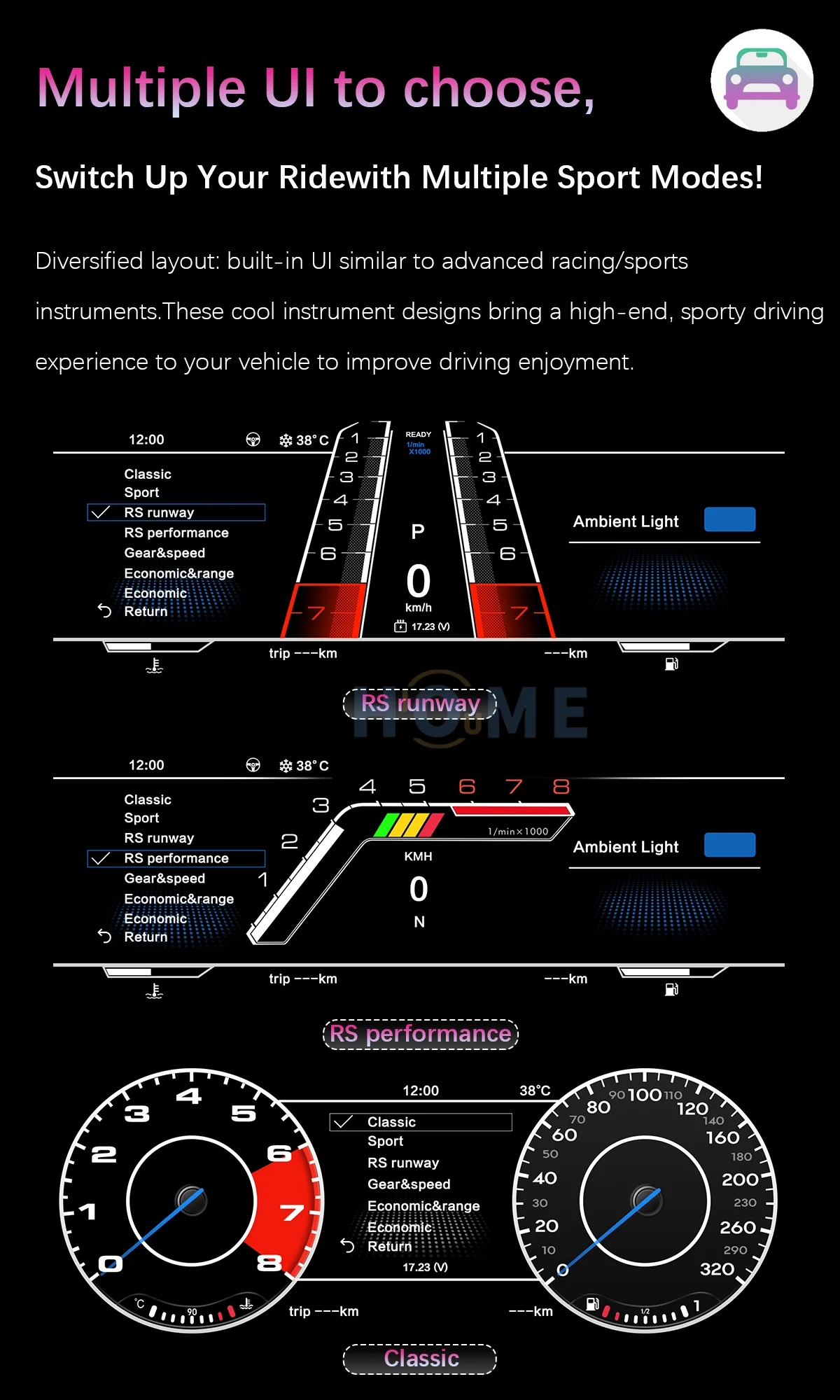 Smart Meter Lcd Speedometer Digital Dashboard Panel Virtual Instrument ...