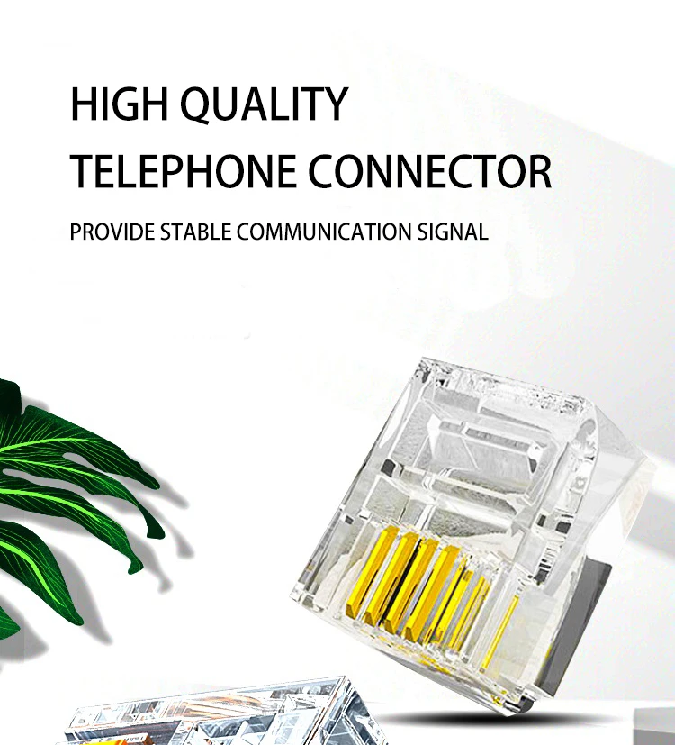 Rj12 Telephone Connector 6p6c 50u Ethernet Modular Plug - Buy Rj12 Telephone Connector For ...