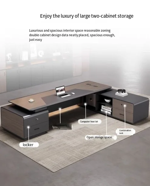 Luxury Modern L-Shaped Executive Office Desk - Durable & Stylish