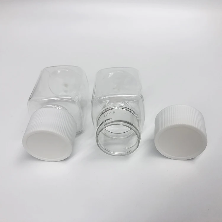 Empty 30ml 1oz clear Plastic square Shaped Bottle with White Screw Lid ...