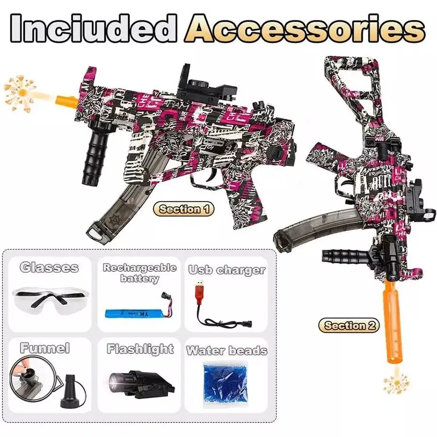 Mp5k M416 Toy Gun Classic Gel Water Bead Blaster With Splatter Ball ...