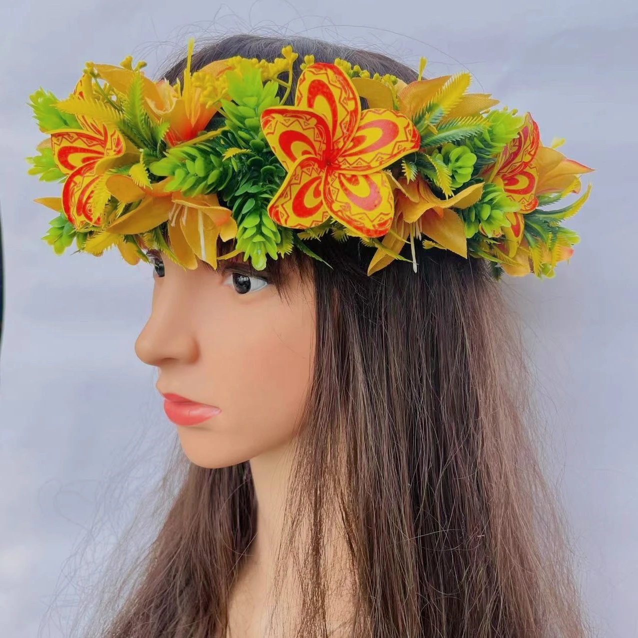 Hawaii Aloha Girl Tiare Flowers Haku Leis Floral Headband New Year ...