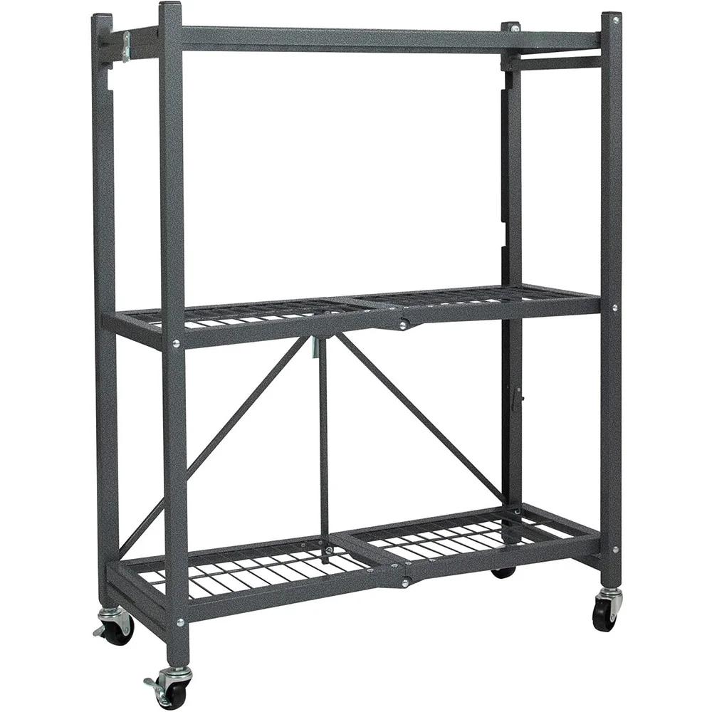 Heavy Duty Foldable 3 Tier Metal Shelf Wire Rack Storage