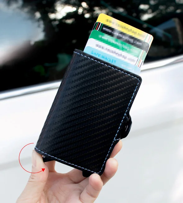 2023 New Design Product Rfid Metal Carbon Fiber Pu Credit Card Holder ...