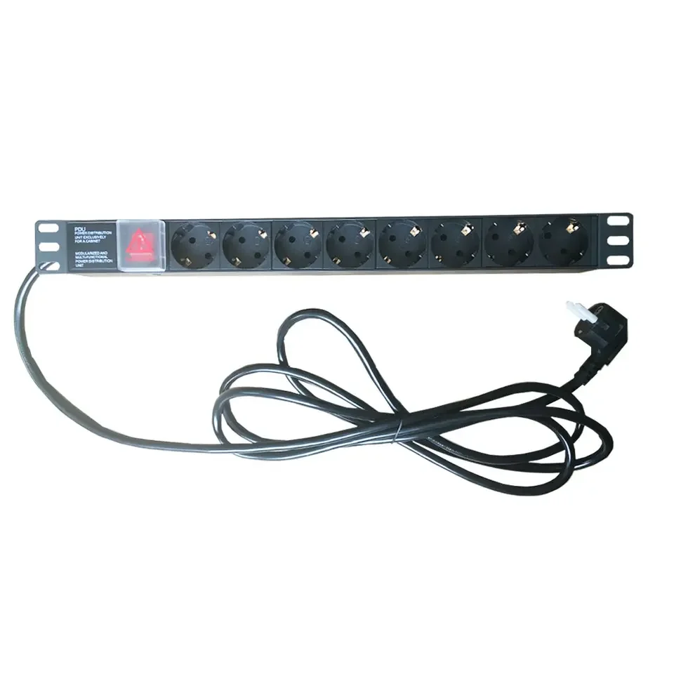 High Quality 1U 19 Inch EU France PDU Socket 8 Ports Switch 16A 250V ...