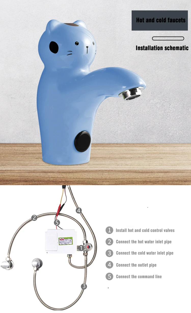 Children Ceramic Cute Cartoon Infrared Sensing Intelligent Faucet For ...