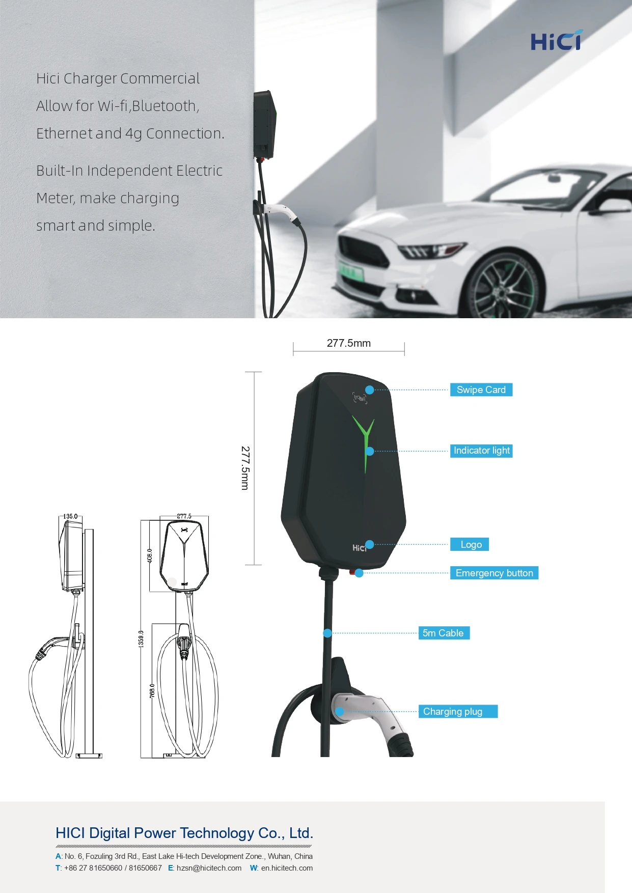 Hici Control With Charing Gun Holder 22Kw Ac Ev Fast Charger Type 2 Evs ...