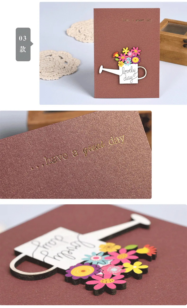 Creative Mini Greeting Cards Handmade Colorful Wood Ornament Kids ...