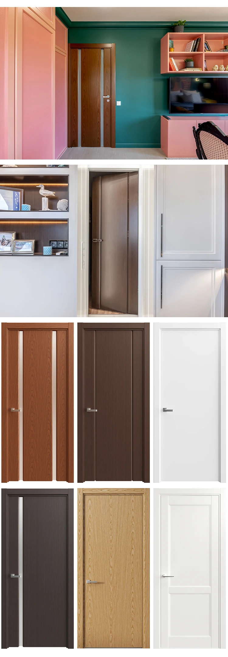 Modern Flush Design Metal Door Frame with Laminated Door Leaf