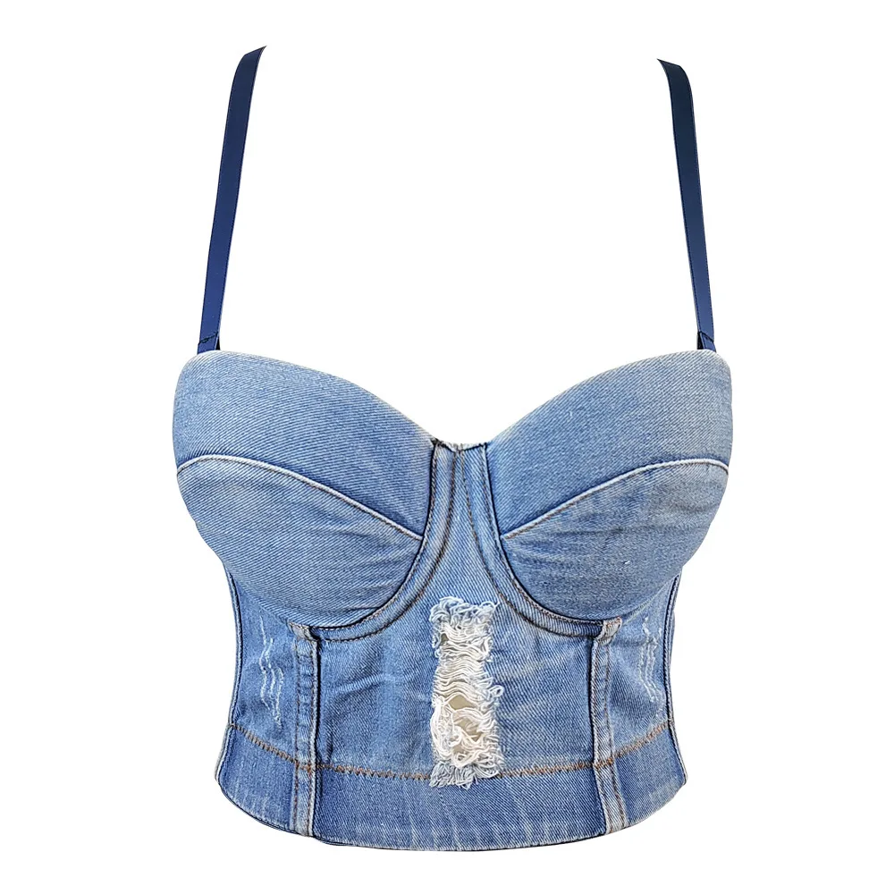 Alibaba.com: Women's Denim Corset Top with Rhinestones, Spaghetti Strap ...