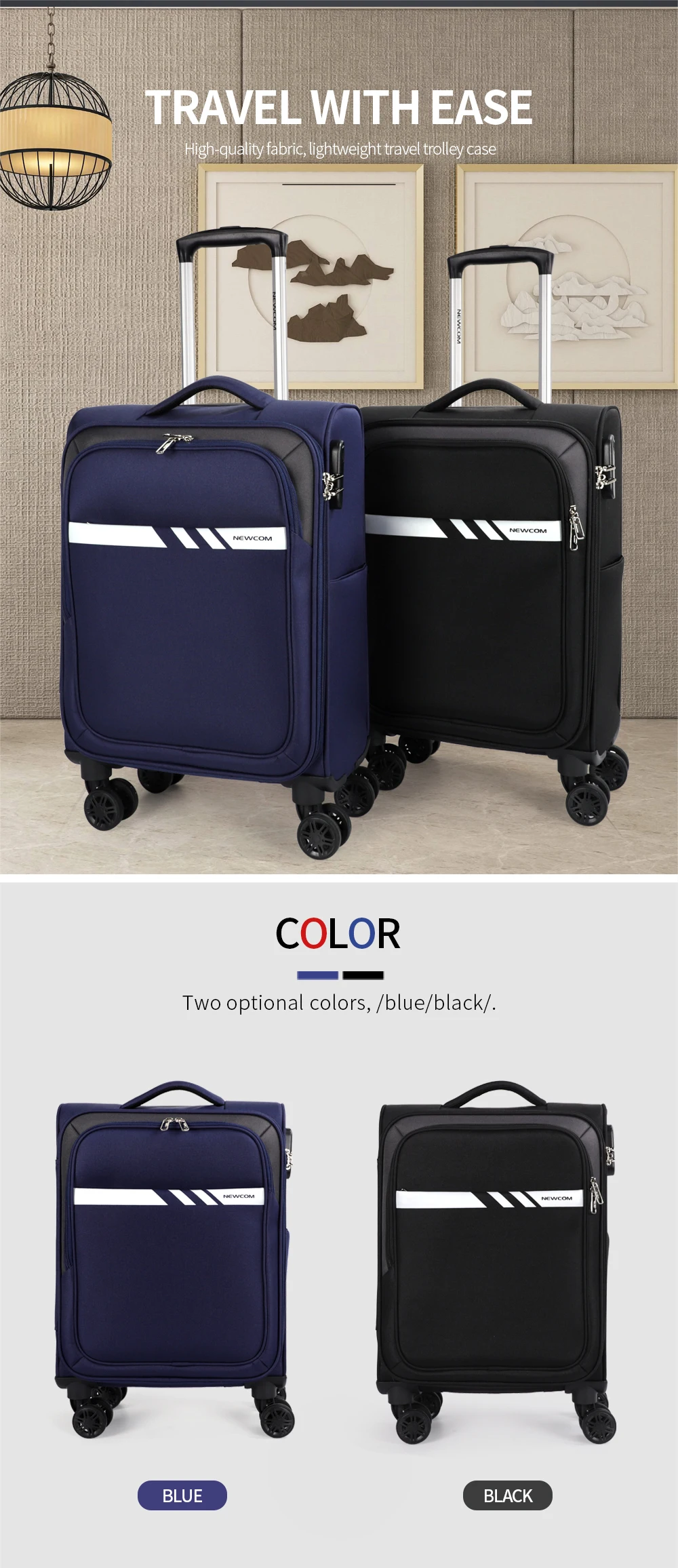 Rolling Roller Trolley Suitcase Cabin Soft Shell Case Bag Travel ...