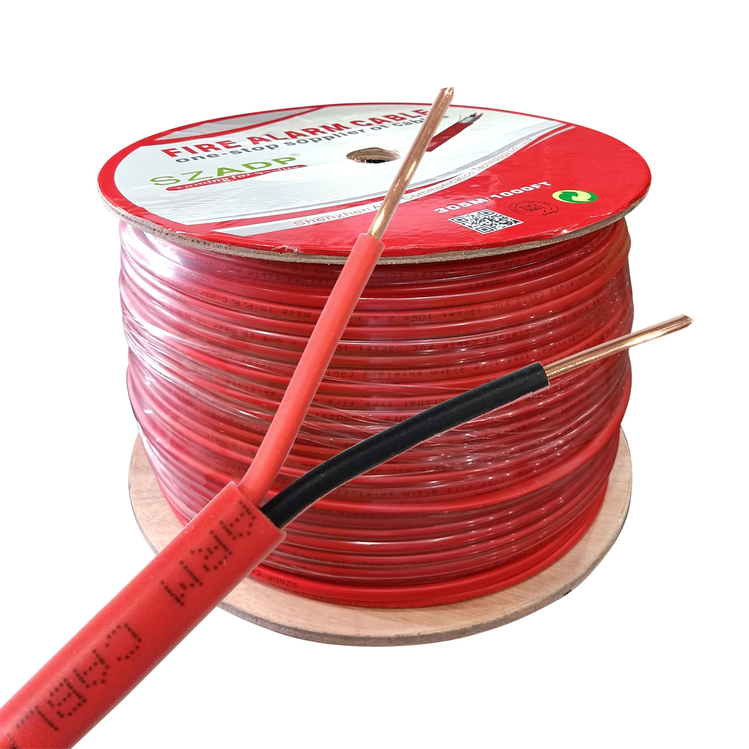 Alarm Cable 2 Core 14awg Copper Red PVC Jacket Smoke Detectors Security ...
