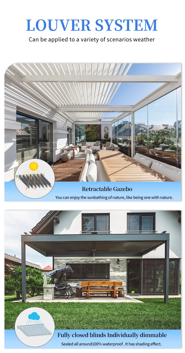 Luxury Outdoor Louvered Pergola - Waterproof & Eco-friendly