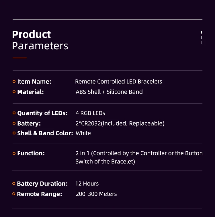 Bracelet Led Battery Activated Wristband Light Up Multicolor Glow In ...