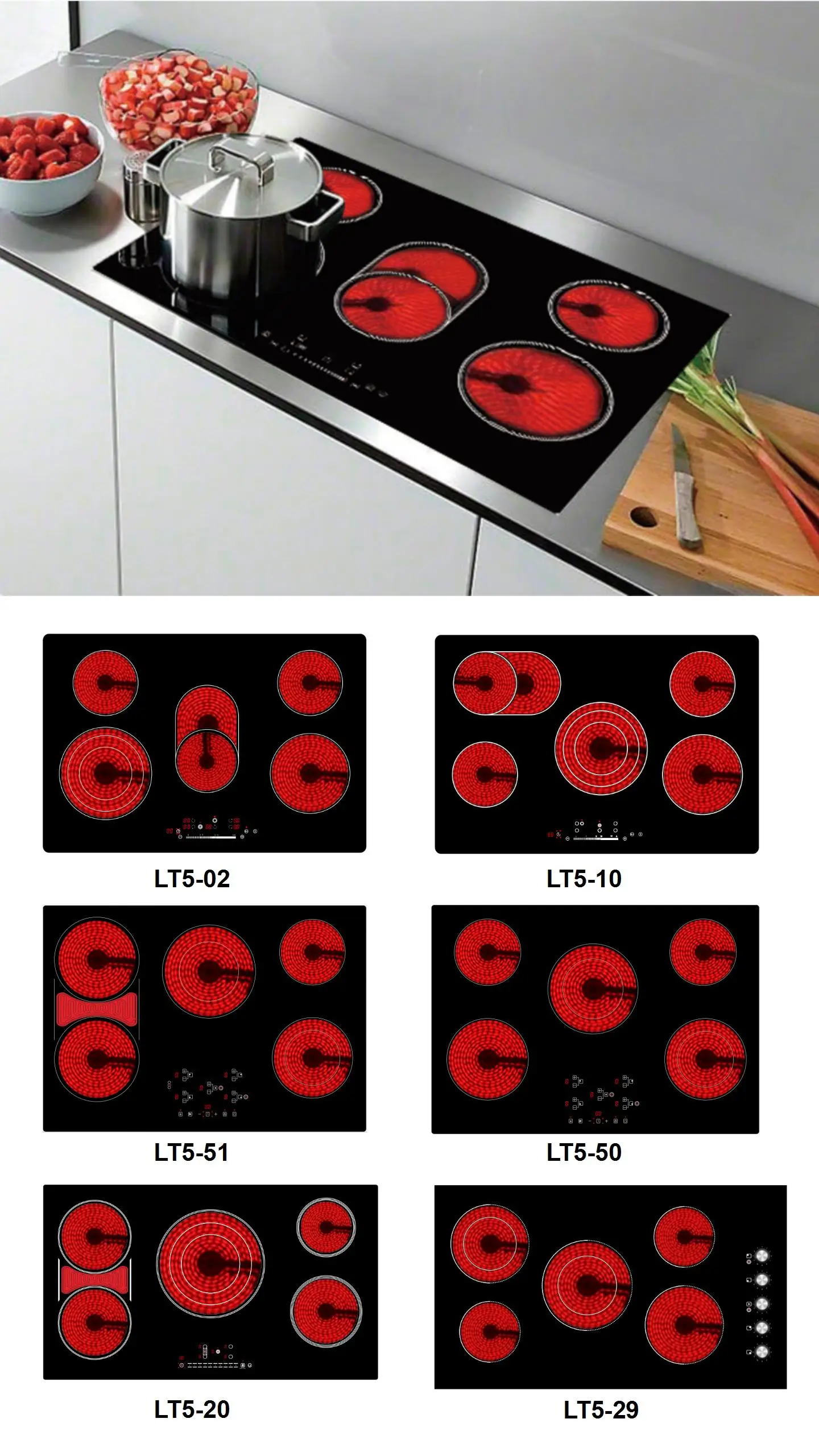Built-In 3-Burner Electric Ceramic Hob Horizontal Vitro Cooktop with 3 ...
