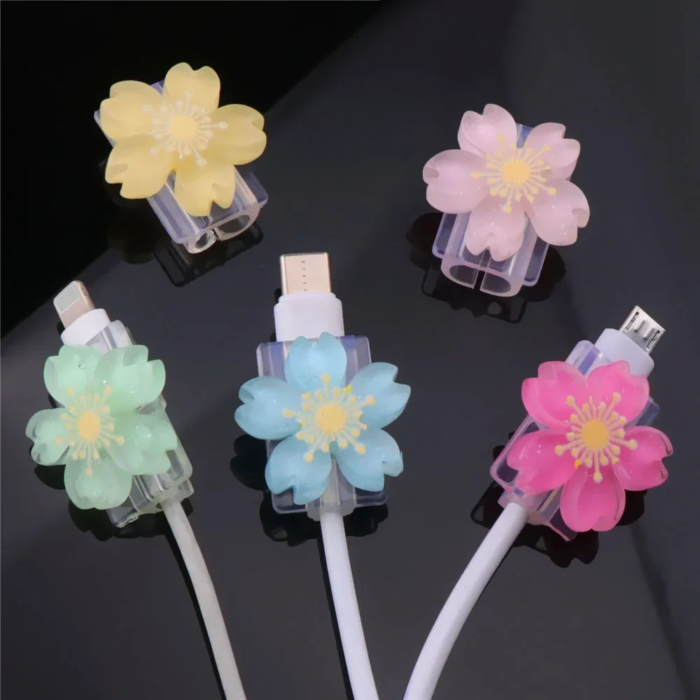 Cartoon Cable Protector Cute Flowers USB Charger Protector Cable ...