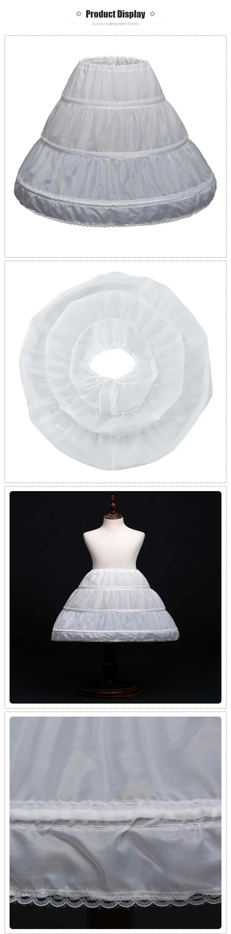 Princess Girls a-Line 3 Hoops Crinoline Petticoat Underskirt