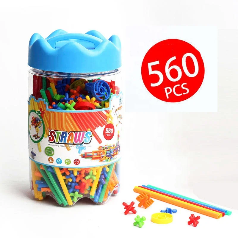 Samtoy High Quality 560pcs Diy Plastic Construction Multicolor Straw ...