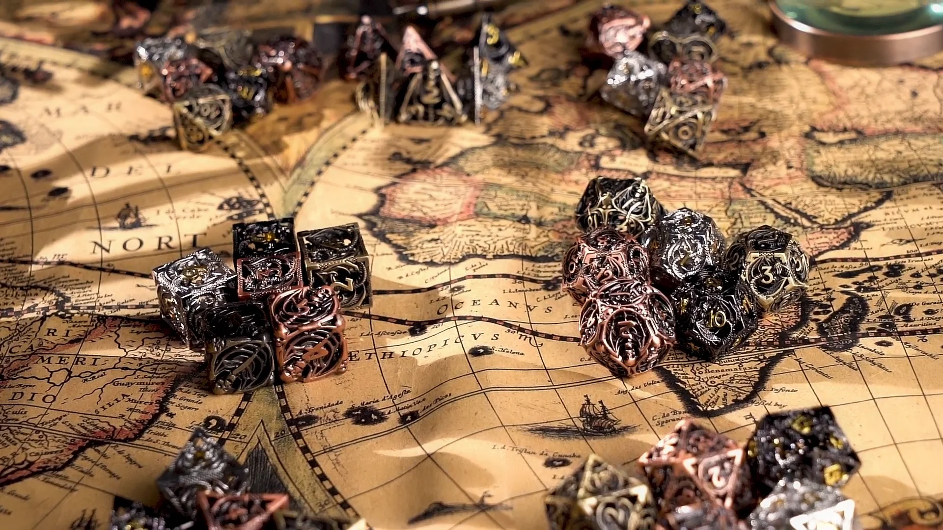 Dnd Dragon Skeleton Hollow Horror Metal Polyhedral Bone Dice Set D&d ...