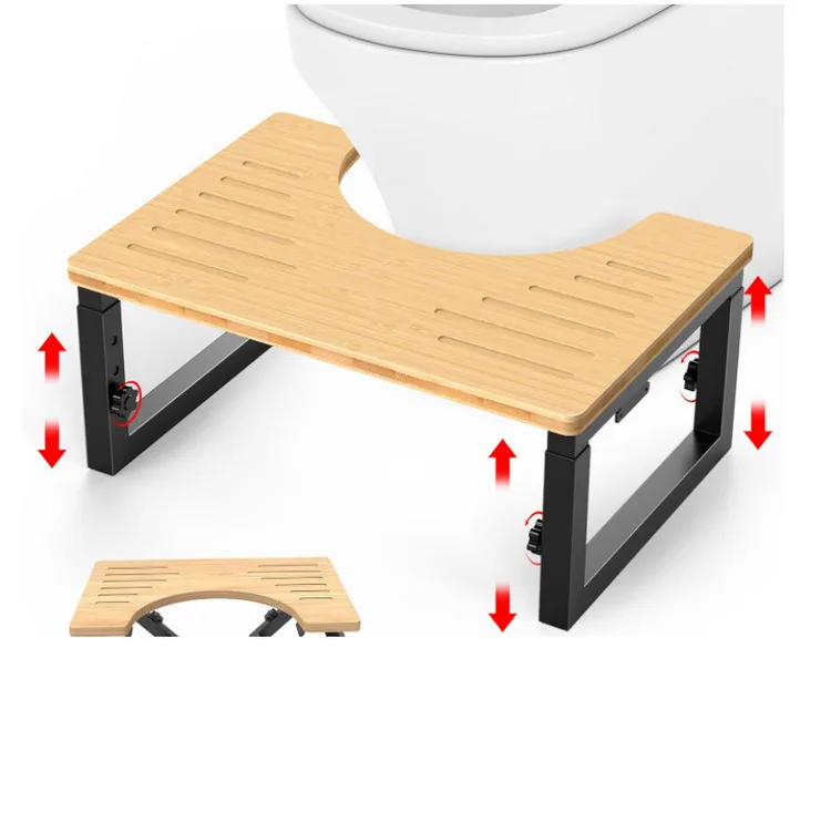 Bamboo Toilet Stool Poop Stool Foldable Adjustable Heights Potty Stool ...