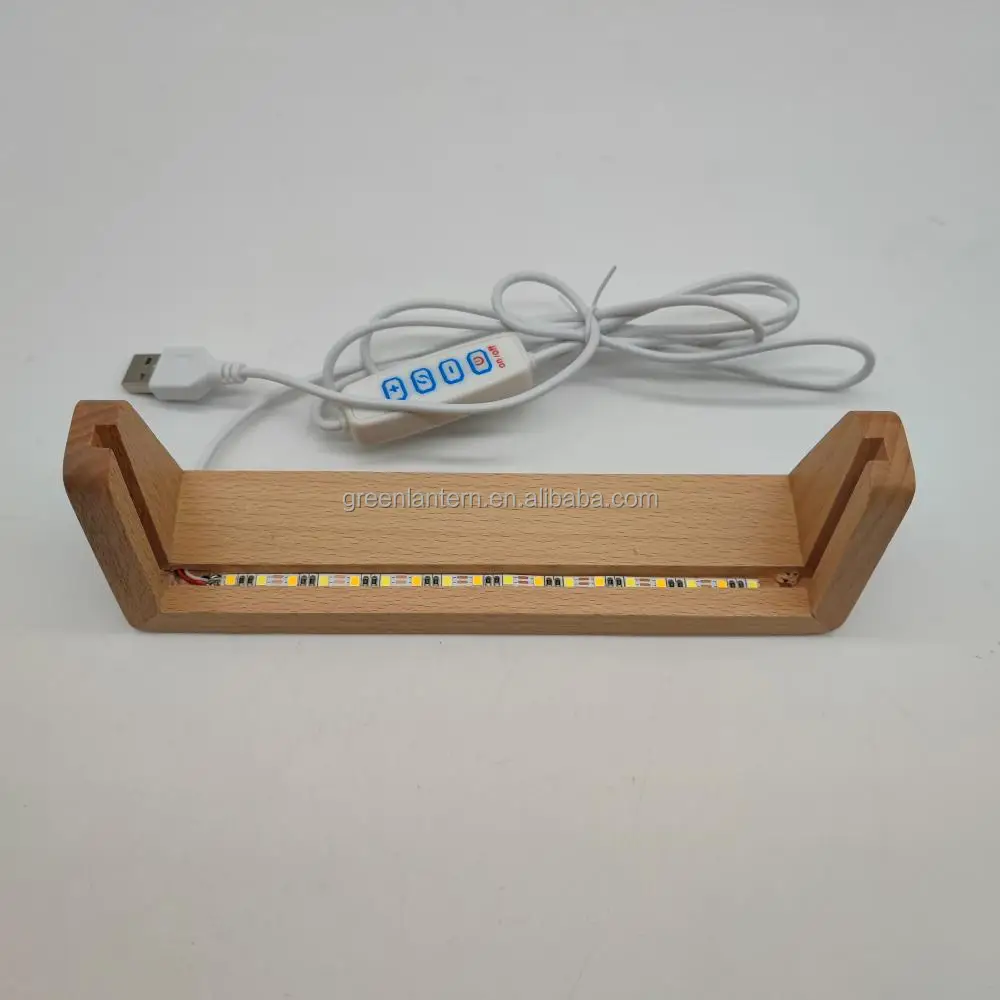 Led Wooden Base Display Stand U-shaped Photo Frame Acrylic Art Light ...