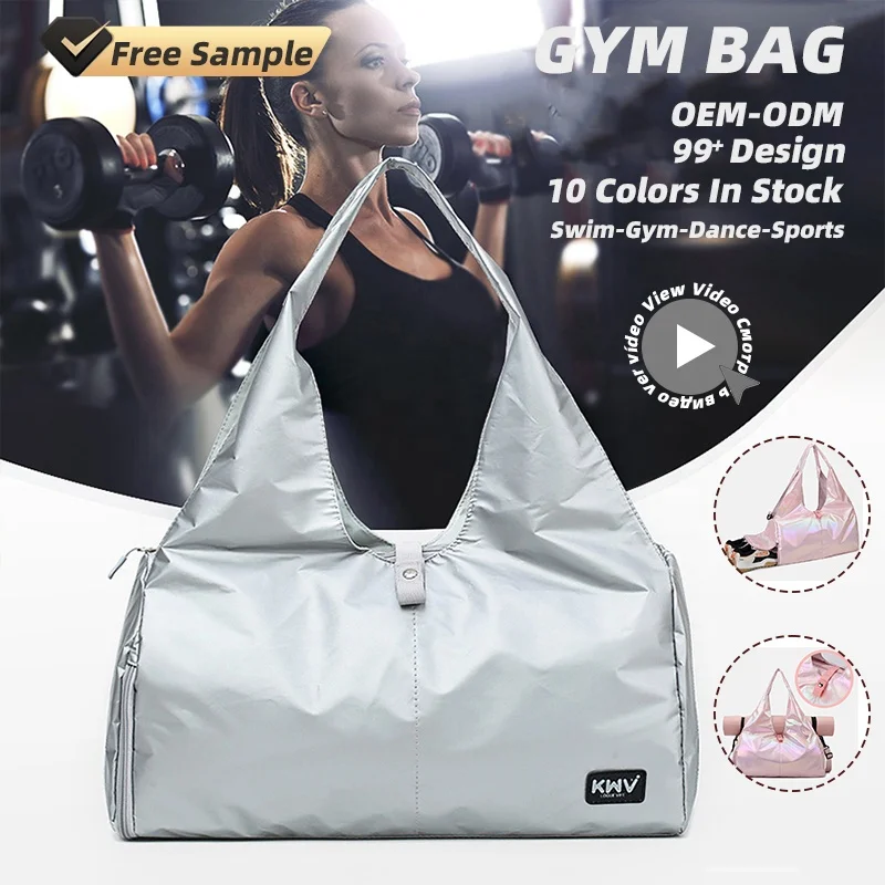 Pearlescent Color Waterproof Women Weekender Overnighter Travel Duffel Yoga Custom Gym Bag With ...