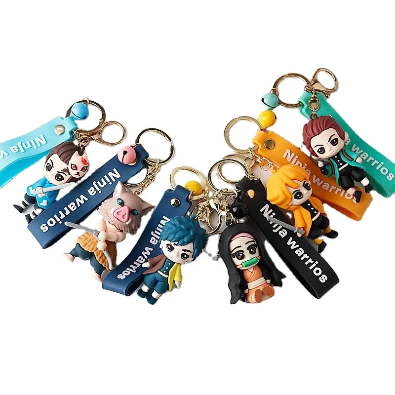 6 Styles Demon Slayer Anime Keychain Cute Nezuko Tanjirou Inosuke ...
