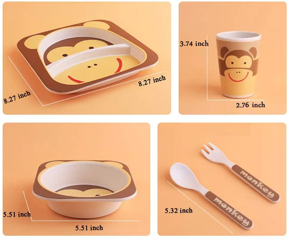 Kids Bamboo Fiber Tableware Set - Sustainable & Fun