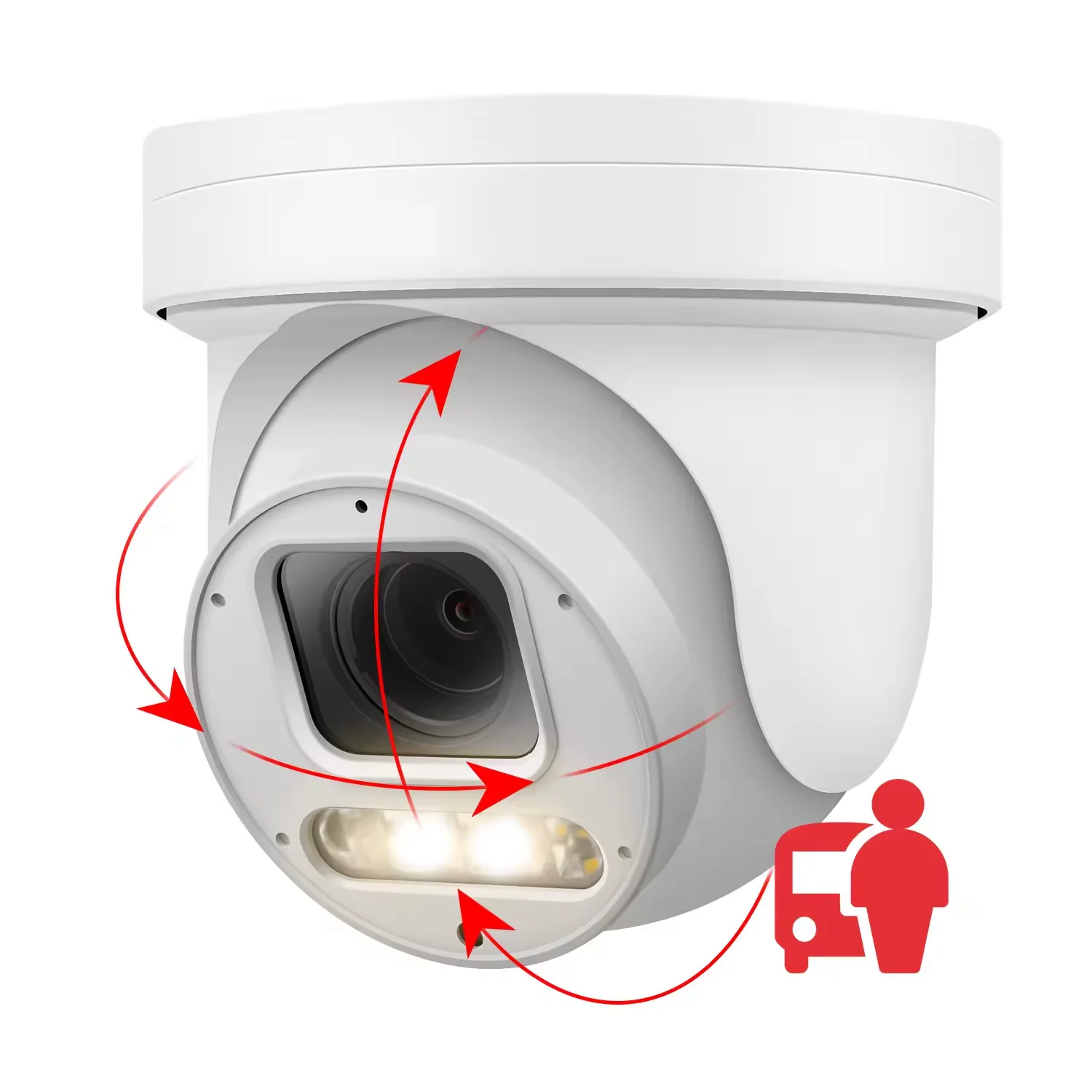 IP 6MP Smart Human/Vehicle Detection Dual Light PTZ Turret Camera 5X ...