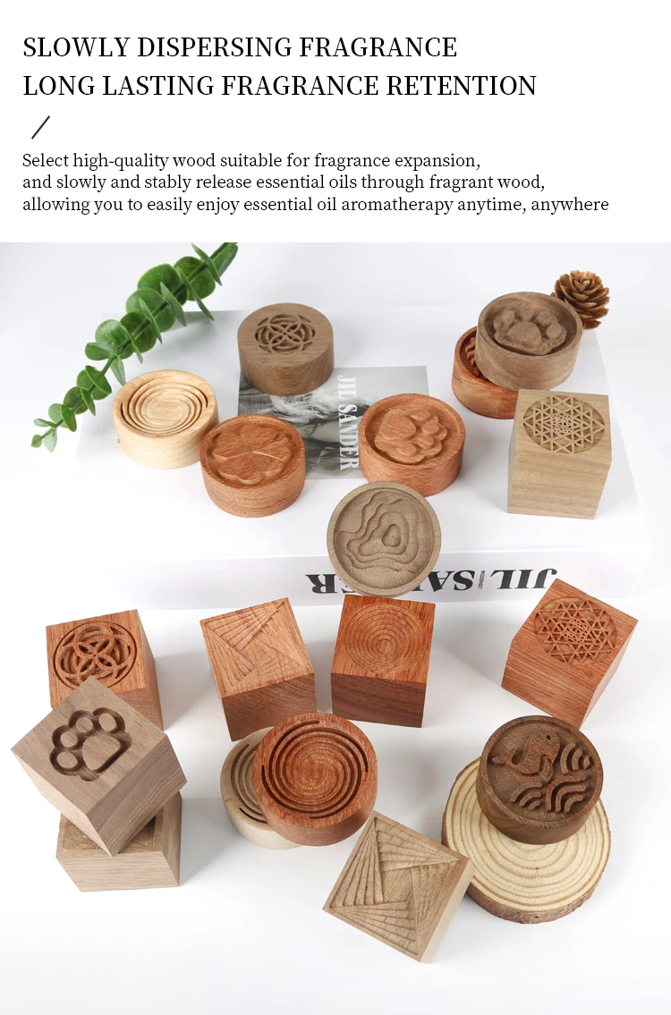 Wooden Diffusion Wood Block Aroma Reed Diffuser Air Freshener Essential ...