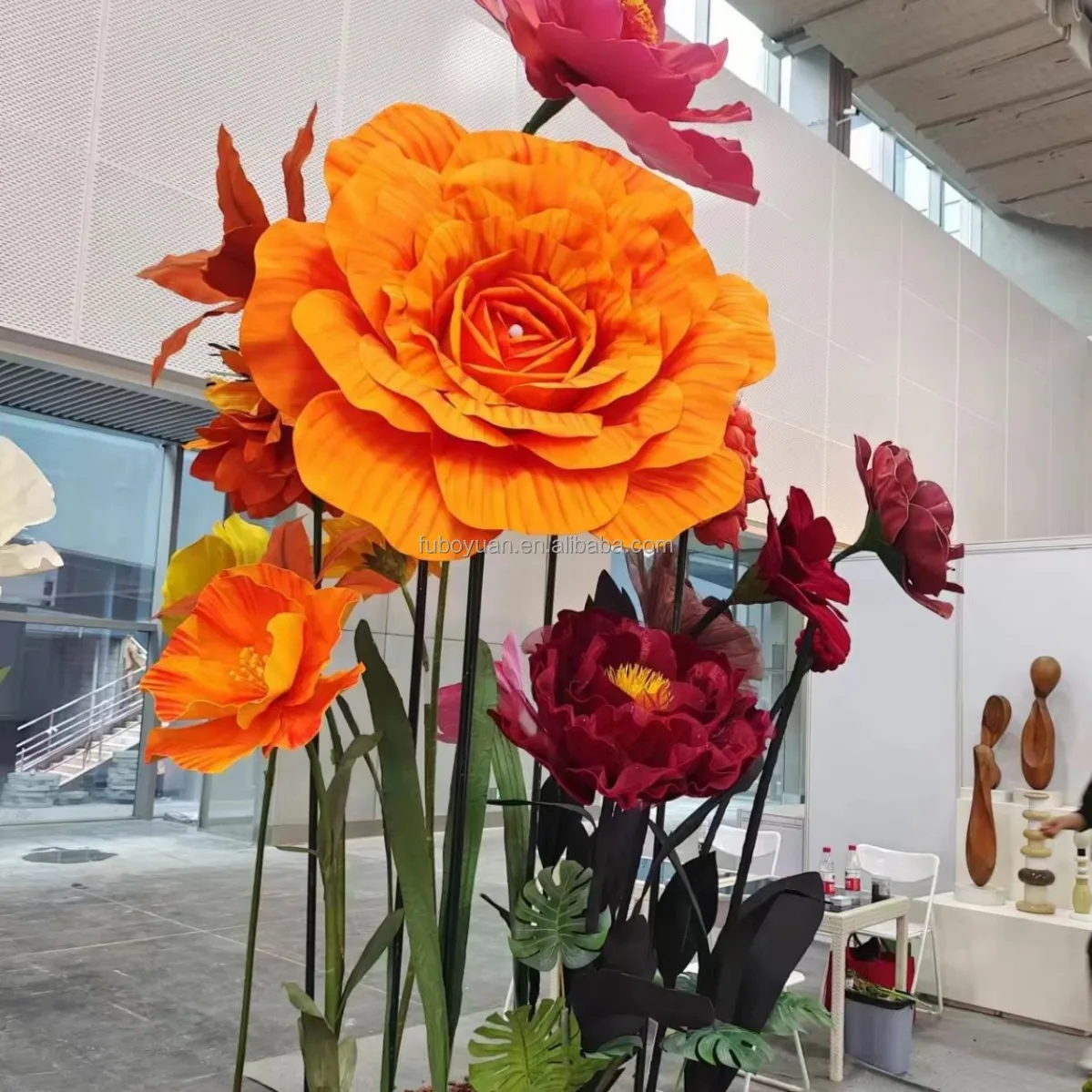 F411 Wedding Backdrop Huge Artificial Fake Floral Jumbo Foam EVA Rose ...
