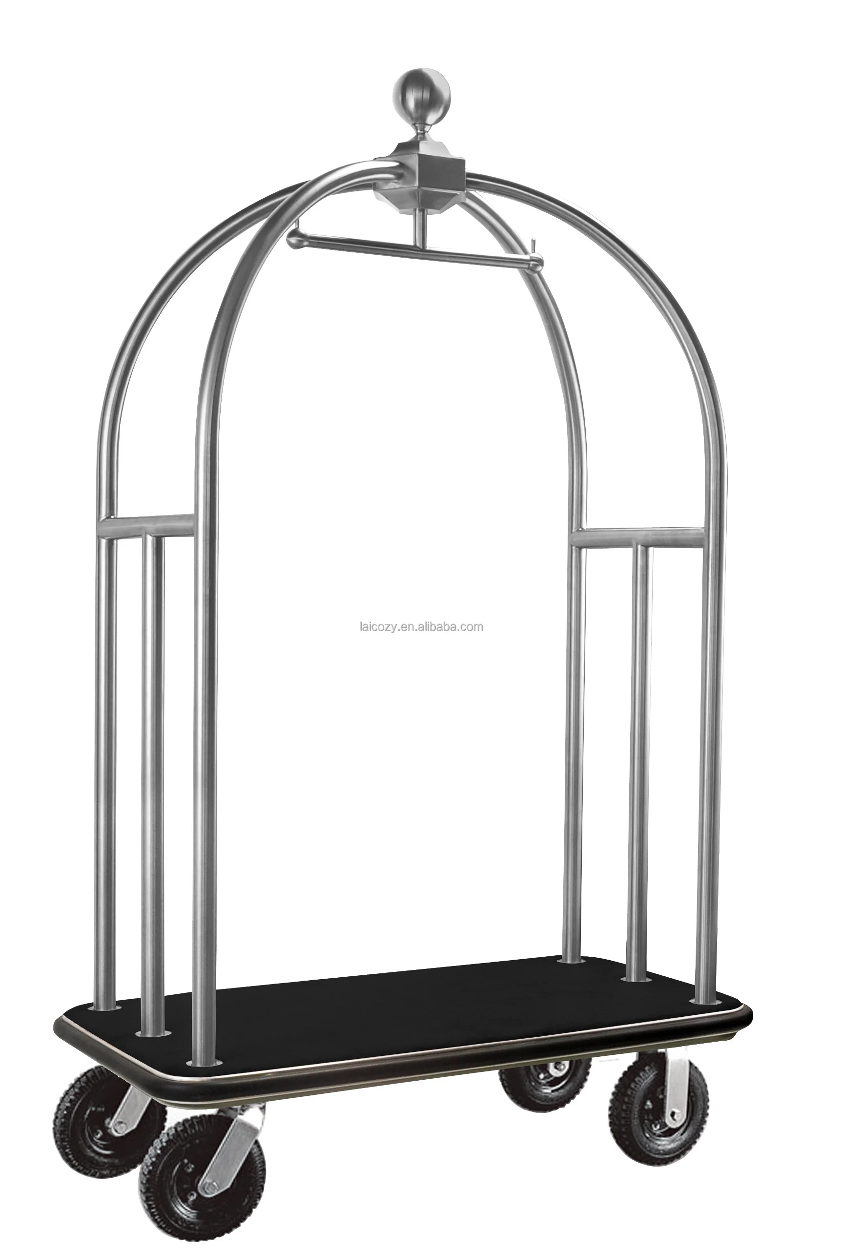 Stainless Steel Luggage Cart Baggage Trolley Hotel Bellman Cart ...