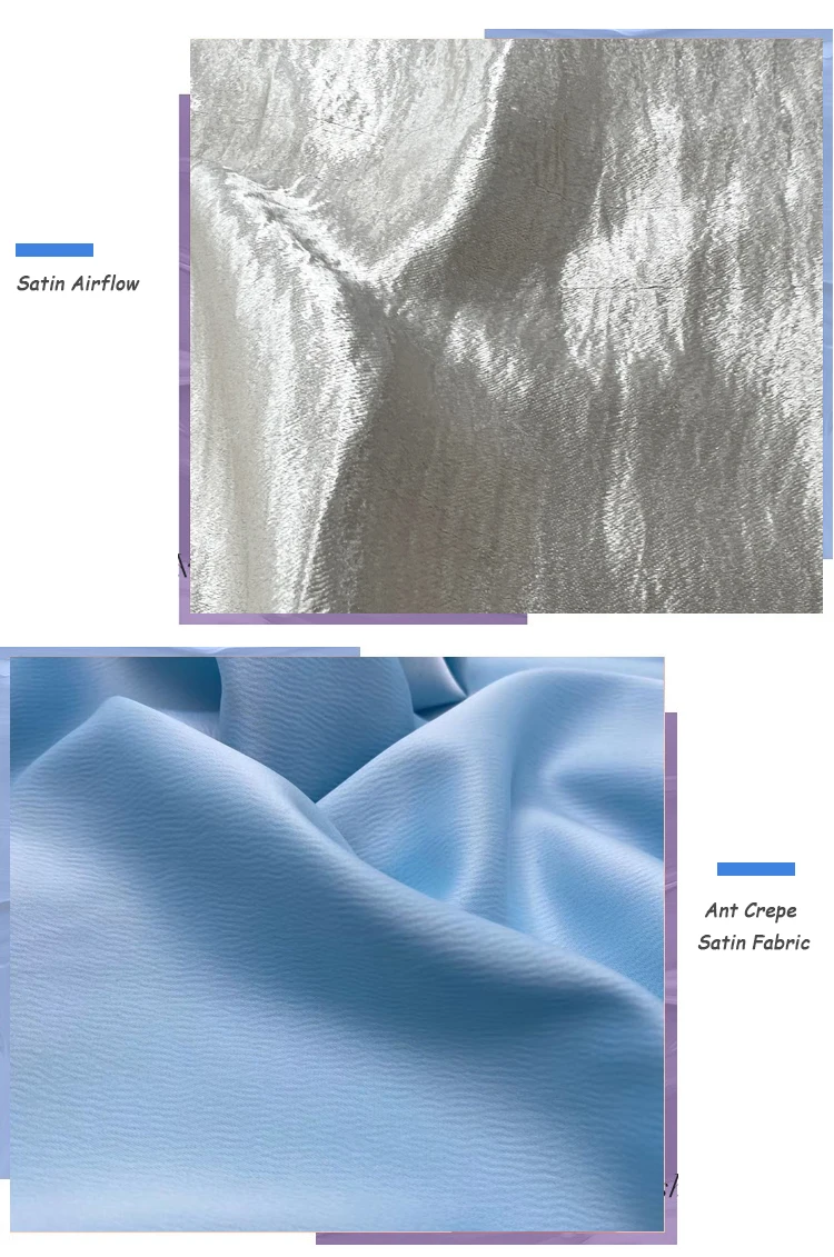 Customized Super Shiny Satin Crepe Fabric 100% Polyester Stretch Silk ...