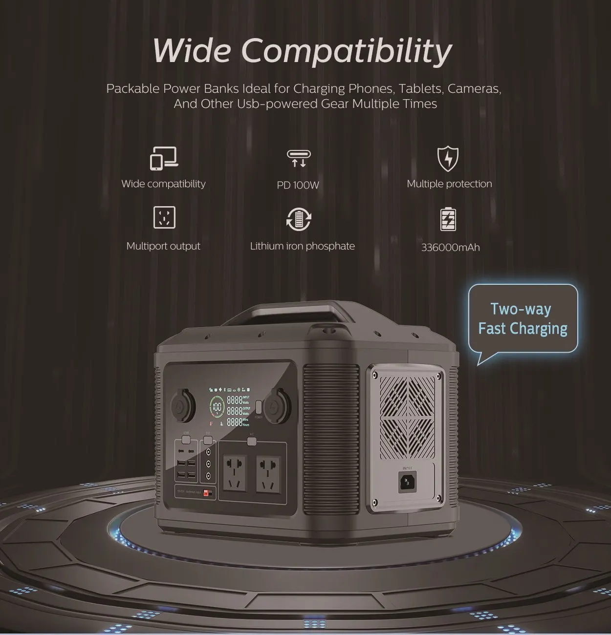 Popower Solar Generator 1000w 1200w 1500w Outdoor Bank Portable Solar Lifepo4 Portable Power ...