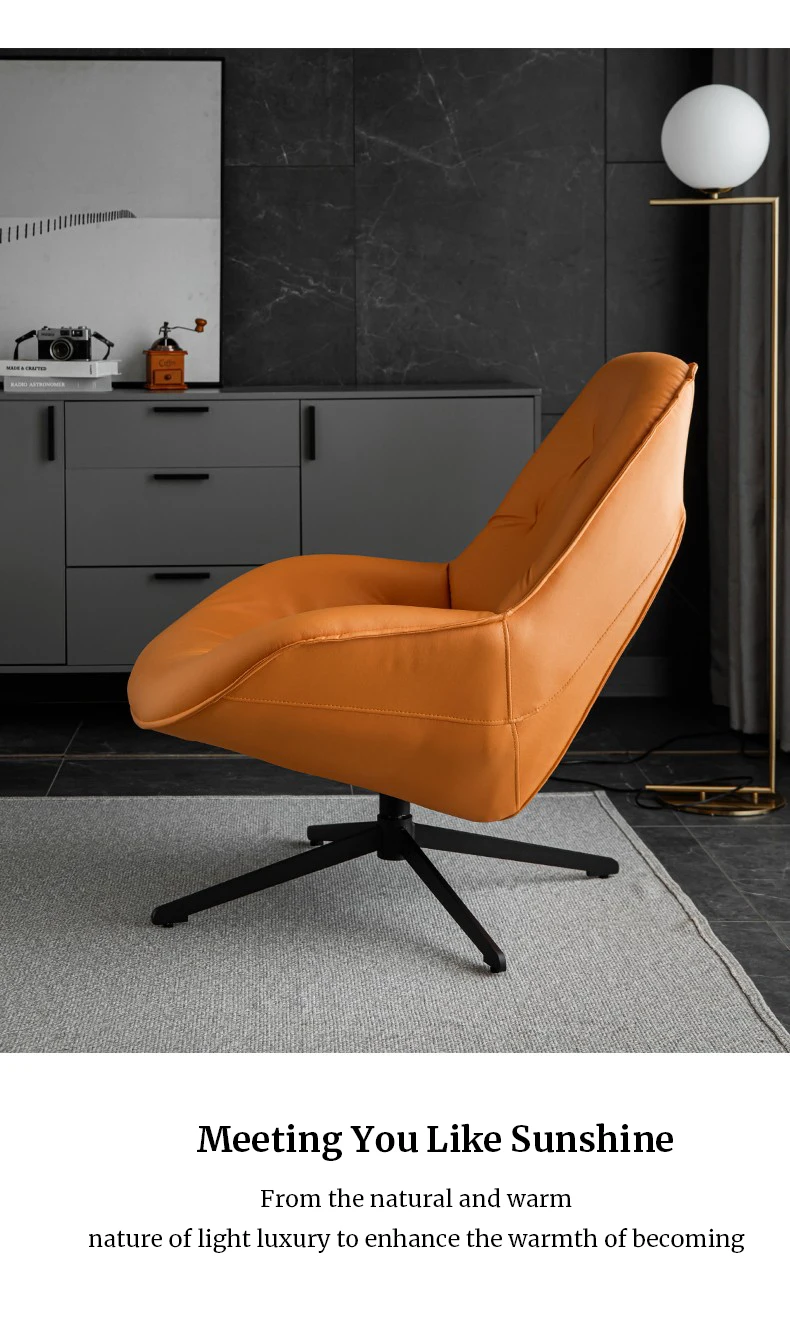 Modern Leather Living Room Chair Rotating Single Sofa Chair Revolving ...